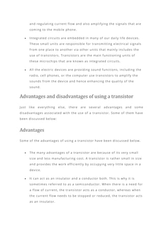Working of Different types of Transistors | PDF