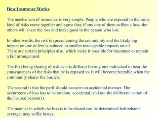 Working of insurance | PPT | Life Insurance | Insurance
