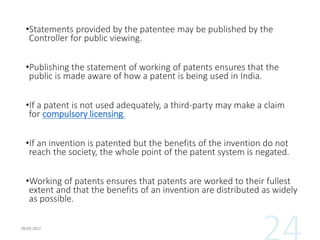 Working of patents in india by prashik vaidya | PPT