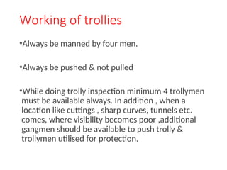 Working of Push Trolley, Lorry & Motor Trolley, Rail Dolly, Protection ...