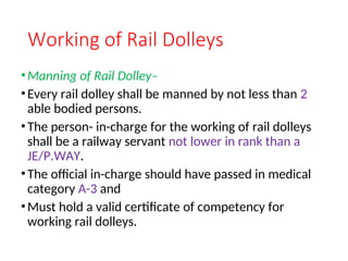 Working of Push Trolley, Lorry & Motor Trolley, Rail Dolly, Protection ...