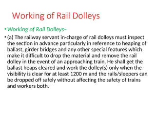 Working of Push Trolley, Lorry & Motor Trolley, Rail Dolly, Protection ...
