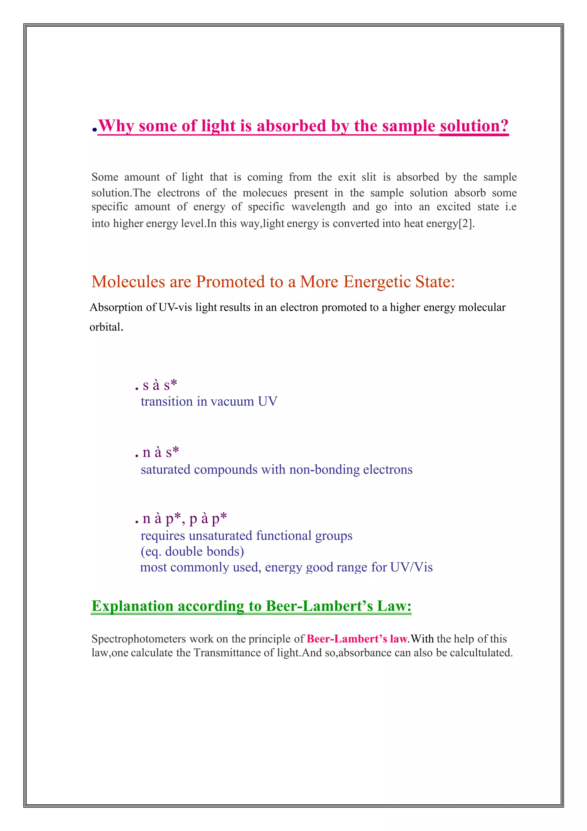 Working of spectrophotometer | PDF
