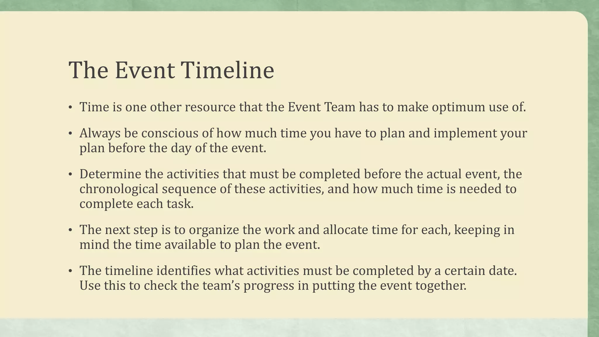 Working on the event budget and timeline | PPTX