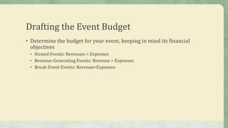 Working on the event budget and timeline | PPTX