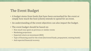 Working on the event budget and timeline | PPTX