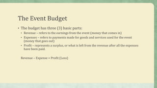 Working on the event budget and timeline | PPTX