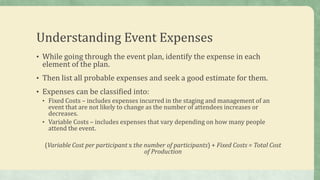 Working on the event budget and timeline | PPTX