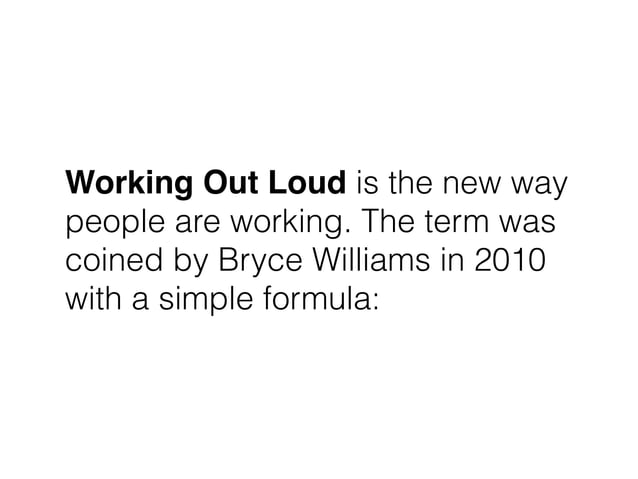 Working Out Loud | PPT