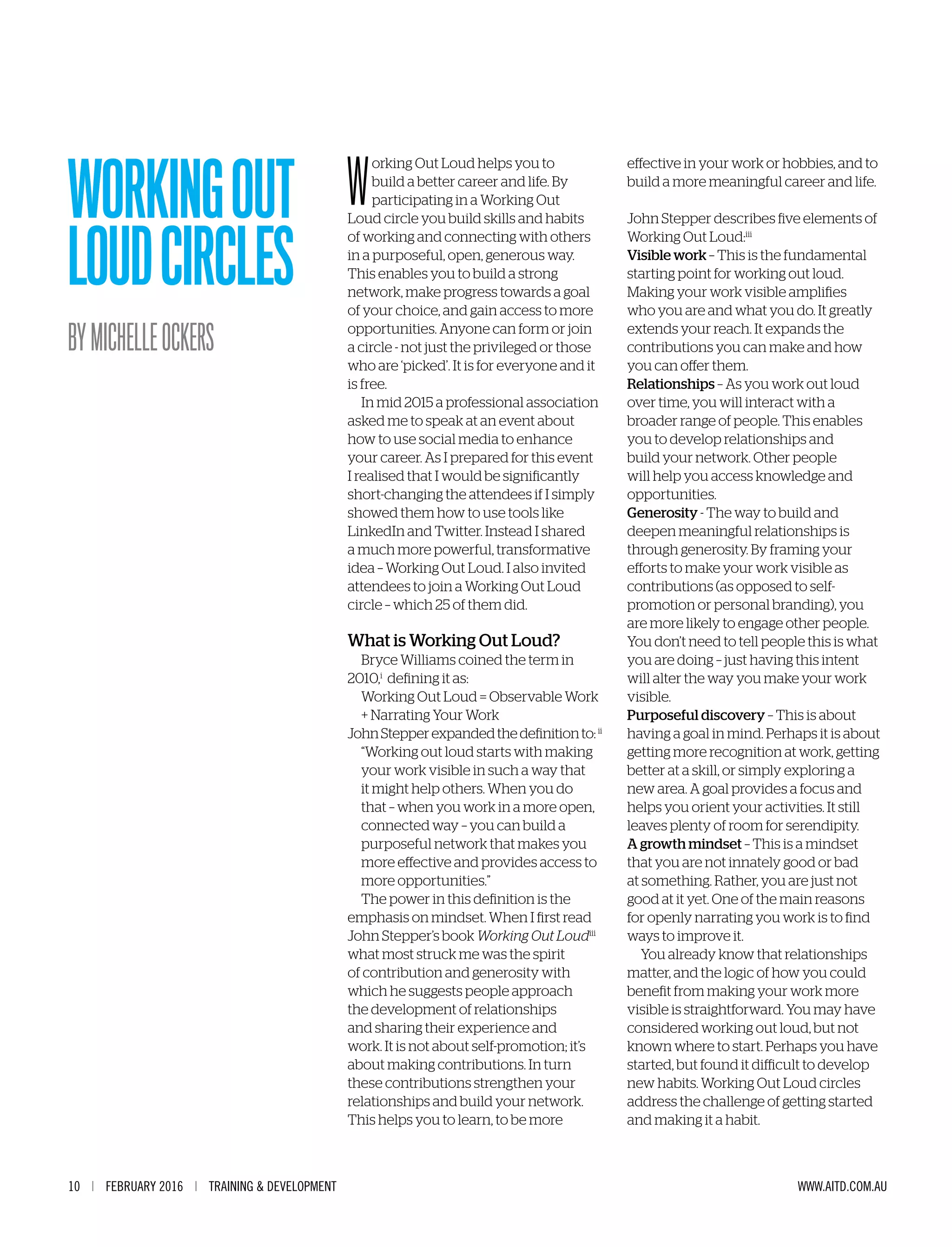 Working Out Loud Circles | PDF