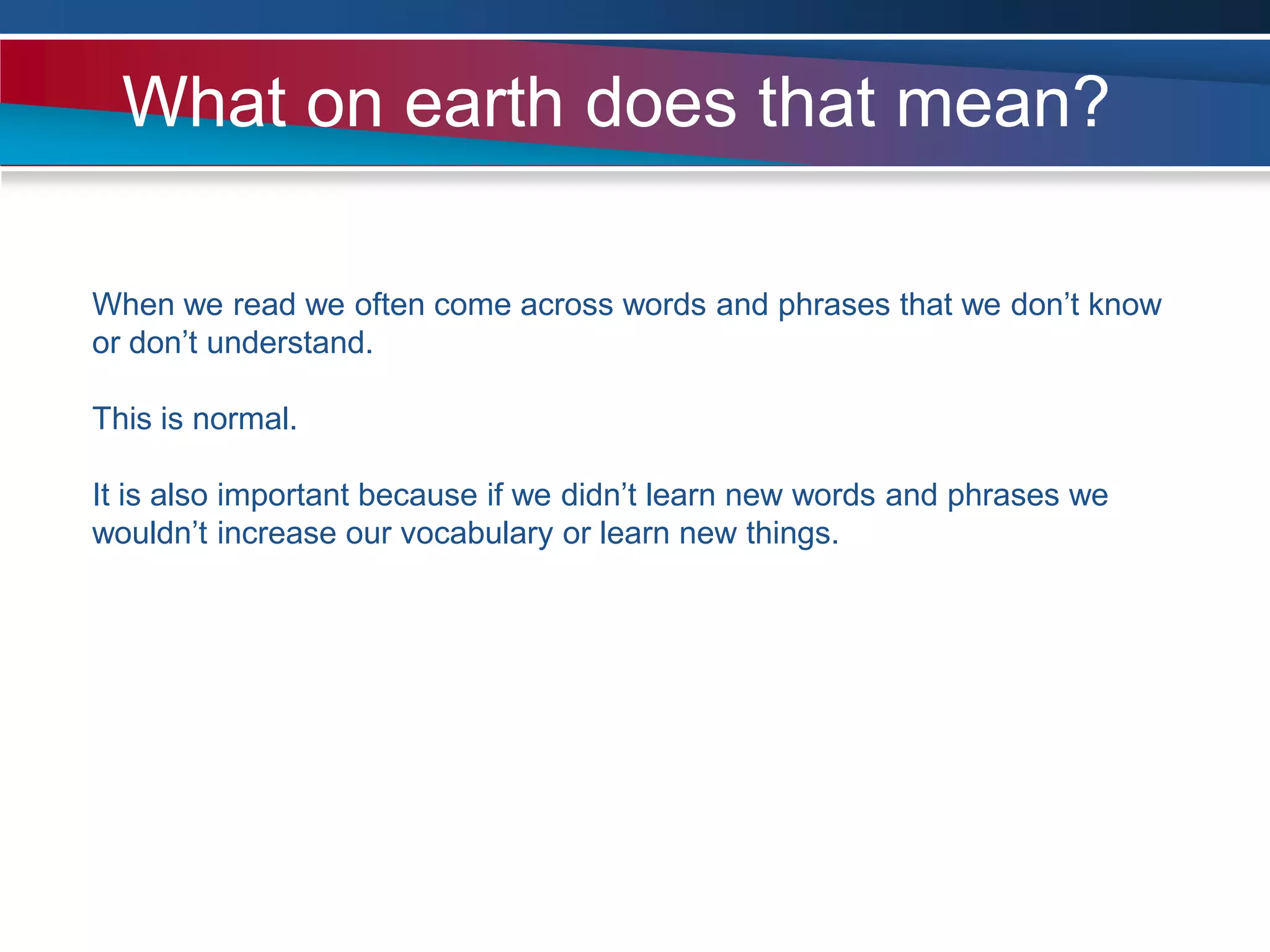 Working out meaning of phrases from context | PPTX