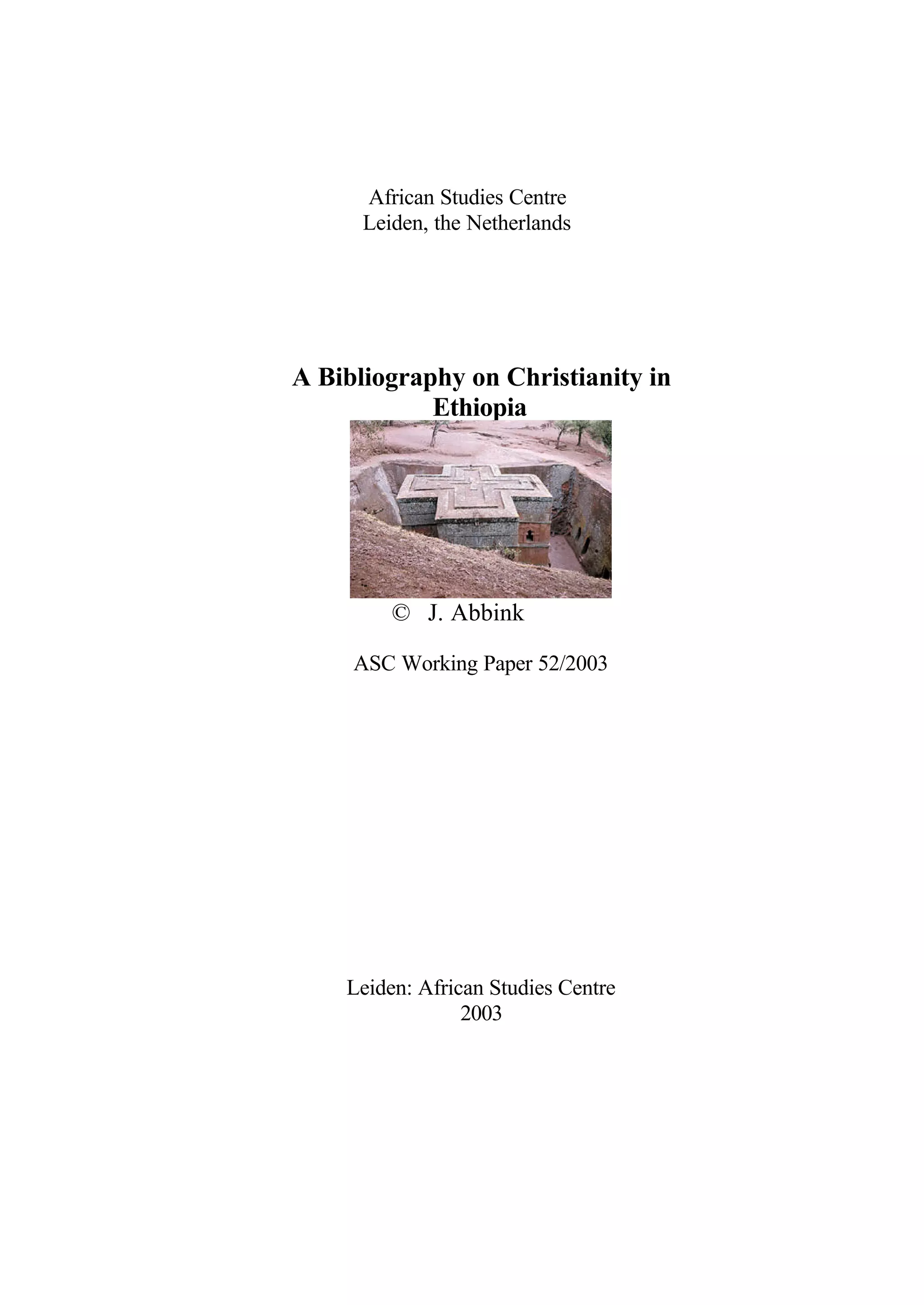 A Bibliography on Christianity in Ethiopia | PDF