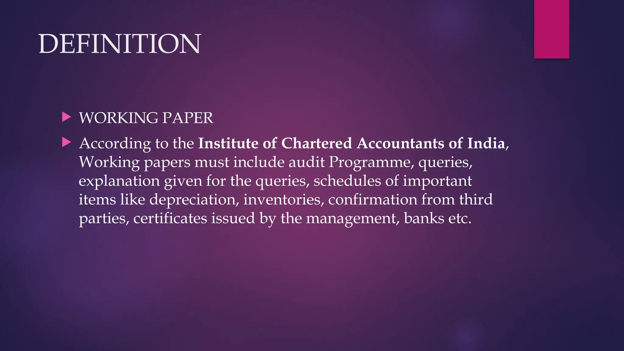 WORKING PAPERS.pptx used to know about meaning definition concept | PPT