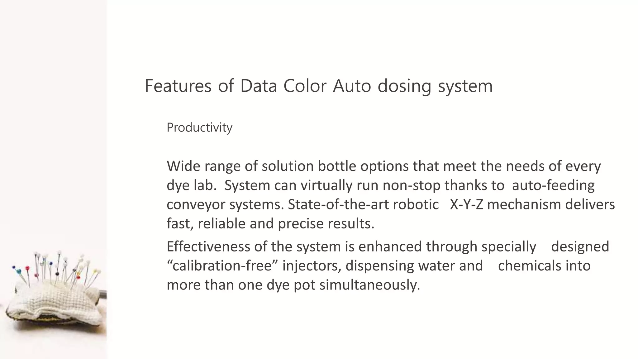 Automatic Dispensing Machine for Textile Dyeing Lab | PPTX