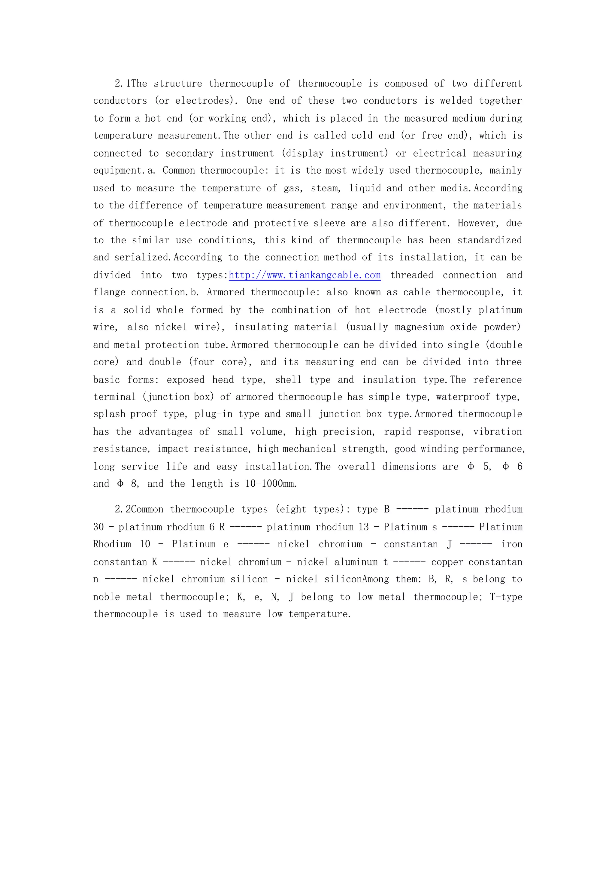 Working principle and structure of thermocouple | DOCX