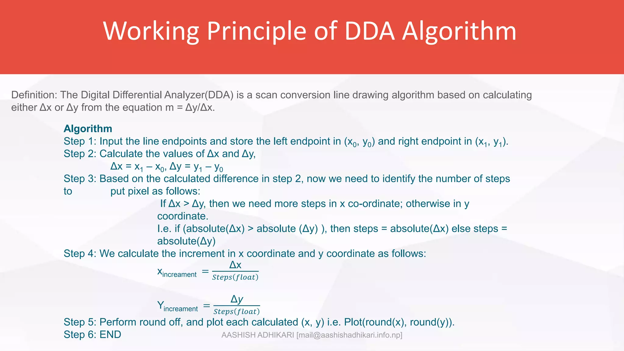 Working Principle Of Dda And Bresenham Line Drawing Explaination With Example Pptx Graphics