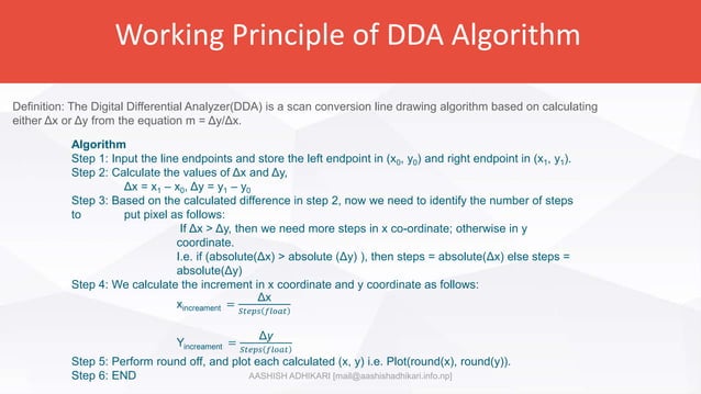 Working principle of dda and bresenham line drawing explaination with example | PPTX | Graphics ...