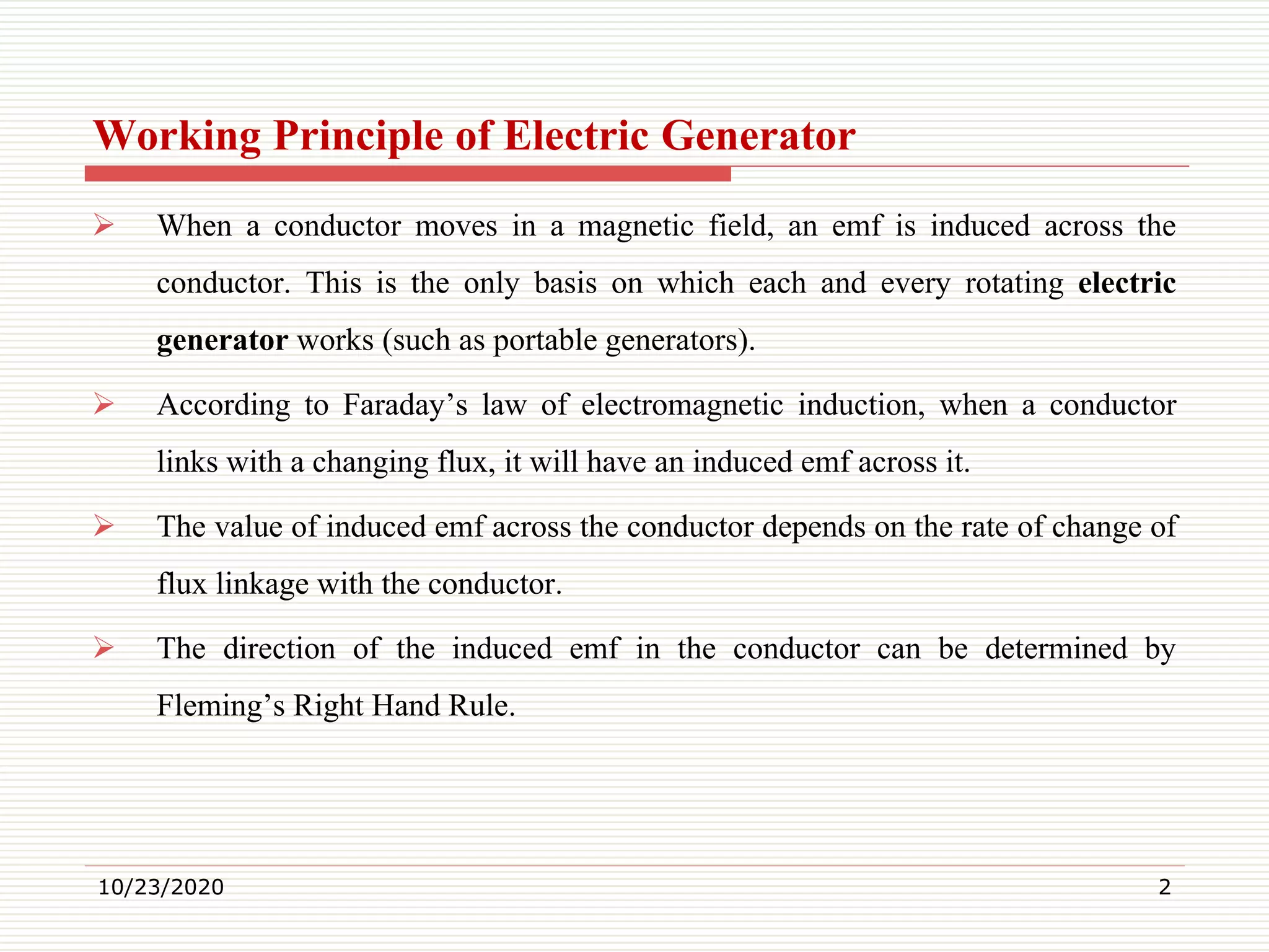 Working Principle of Electric Generator | PDF