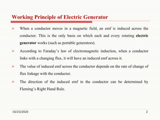 Working Principle of Electric Generator | PDF