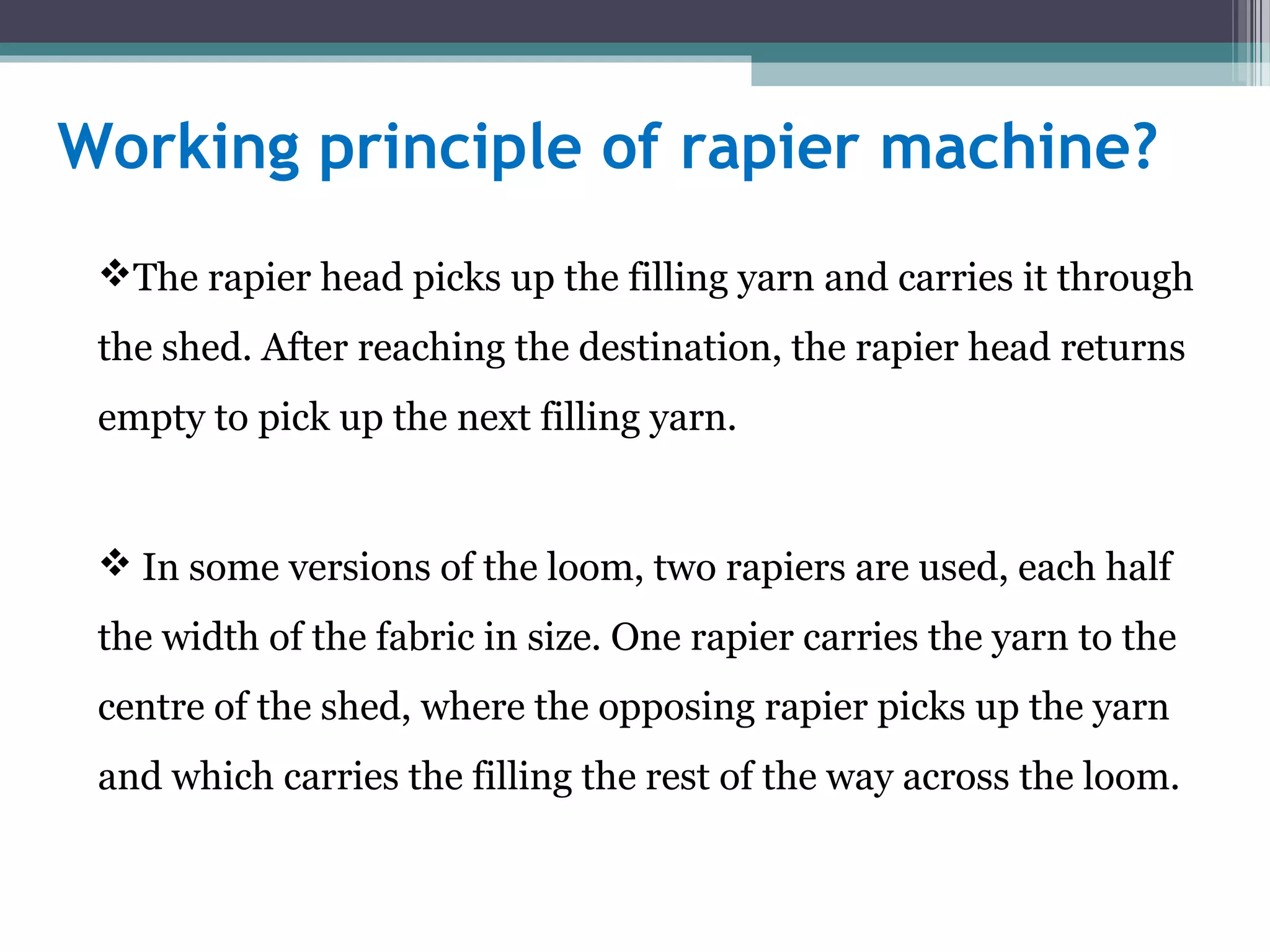 Working principle of rapier and essential parts | PPT