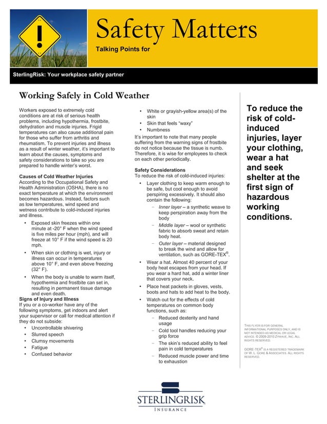 Working Safely in Cold Weather | PDF
