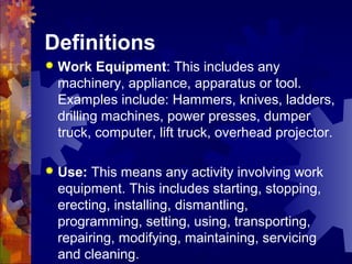 Working safely with work equipment by donald a mackay | PPT