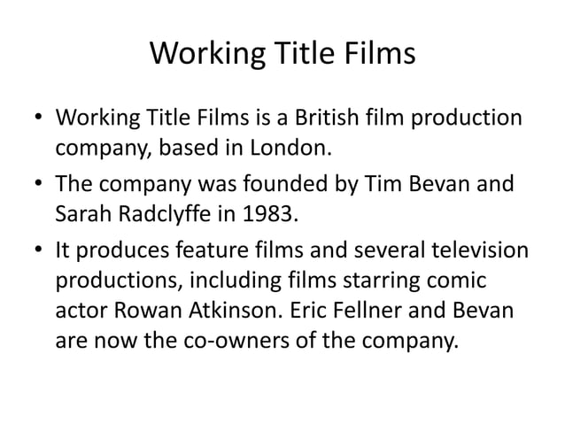 Working title | PPT
