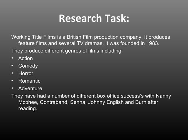 Working title case study | PPT