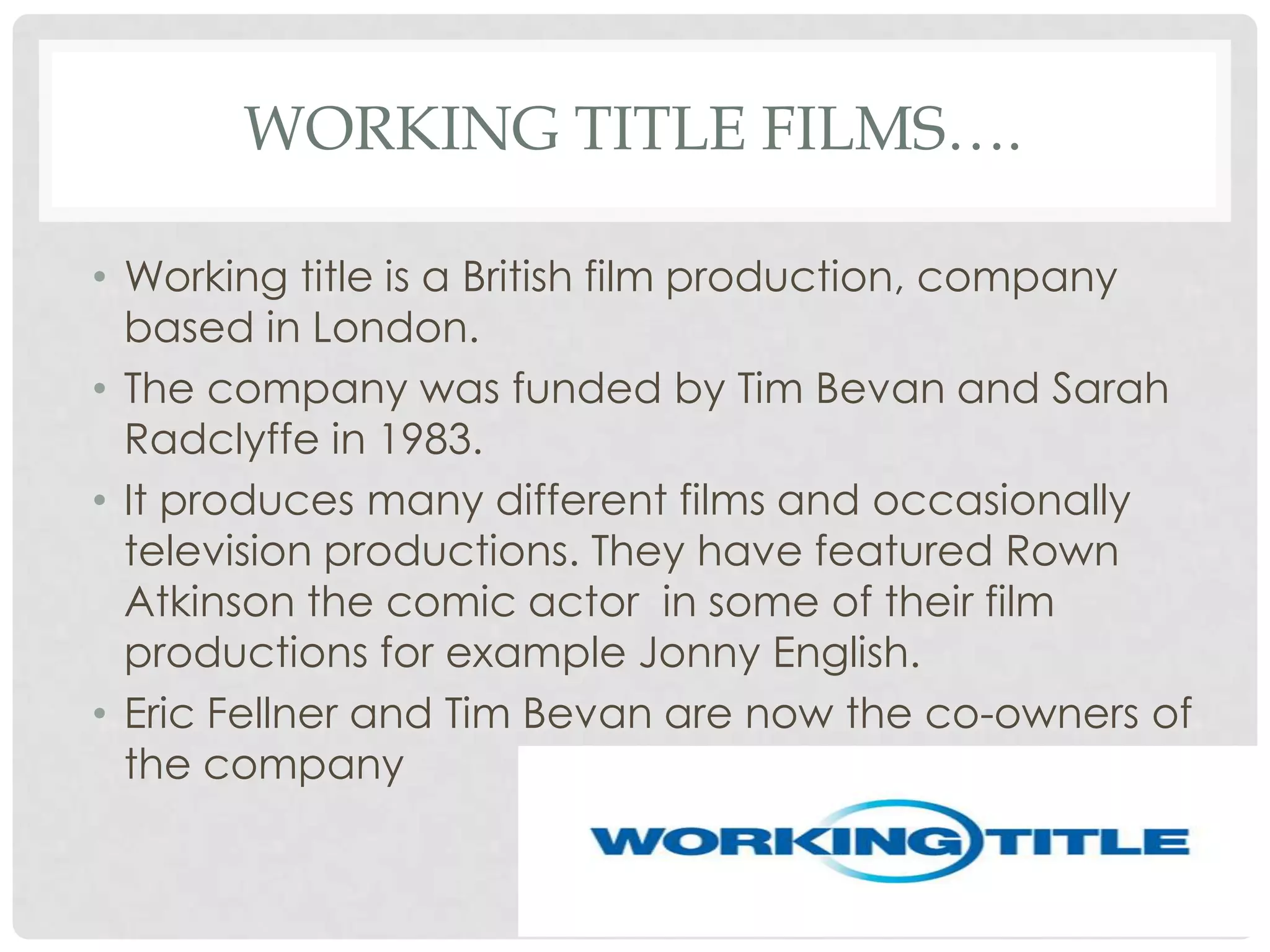 Working title films | PPT