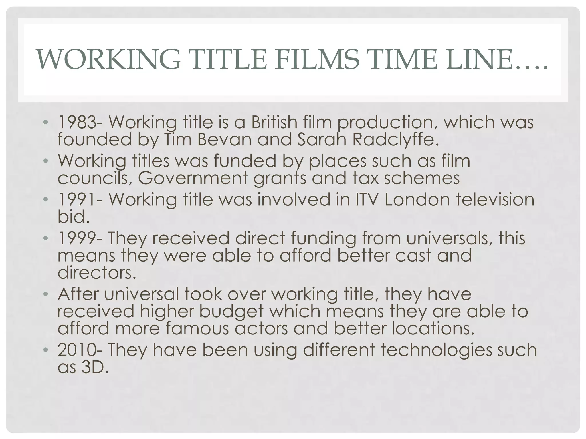 Working title films | PPT