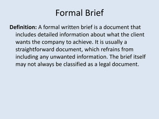 Working to a brief | PPT