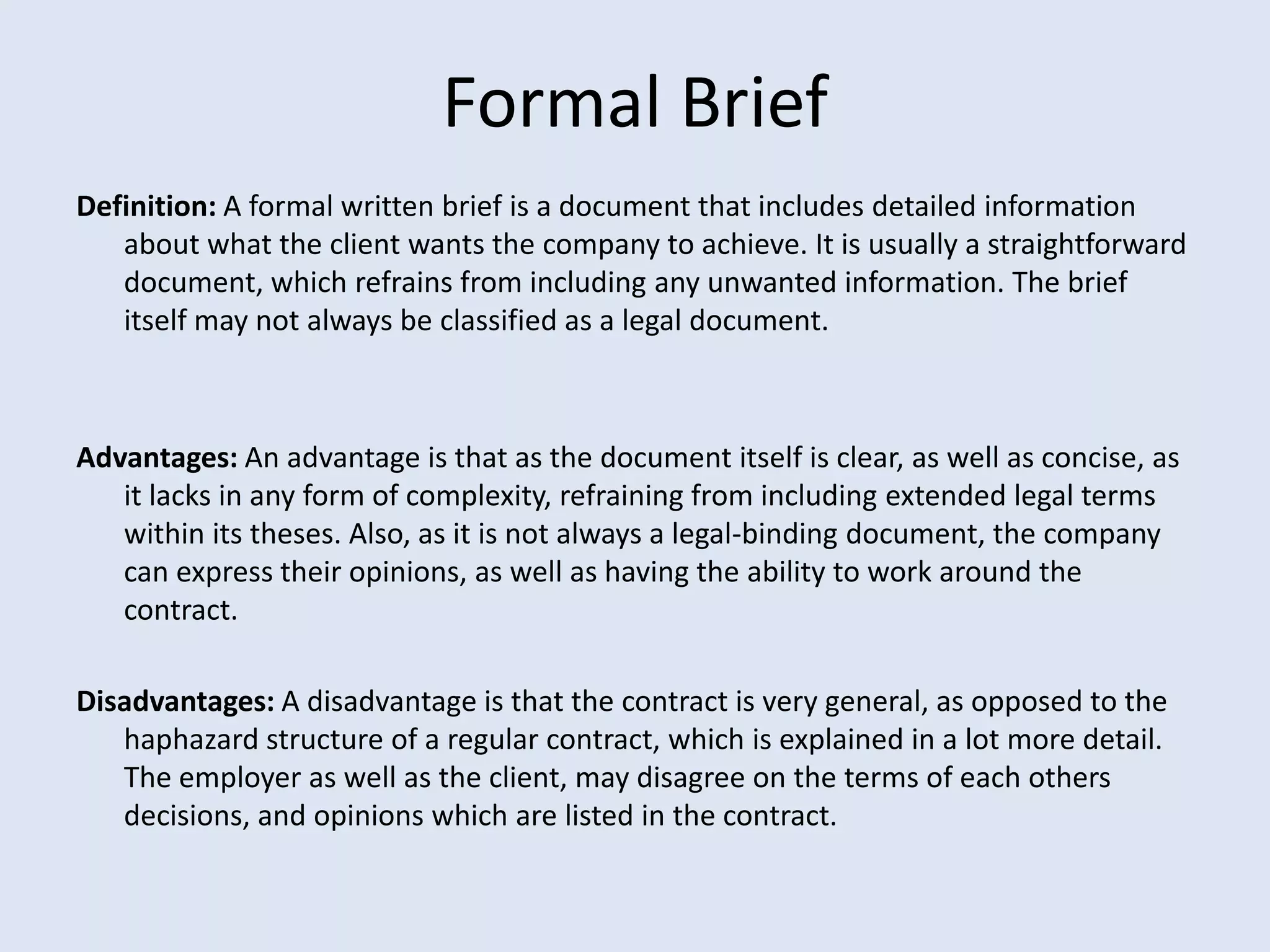 Different types of brief | PPTX