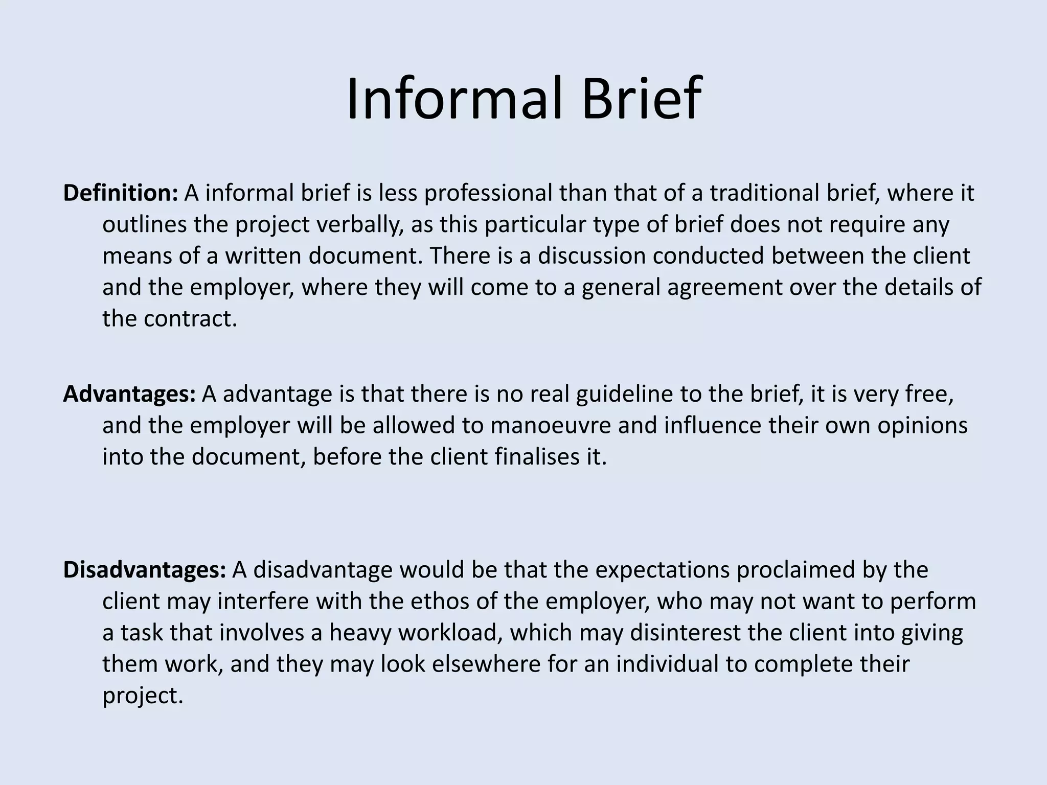 Different types of brief | PPTX