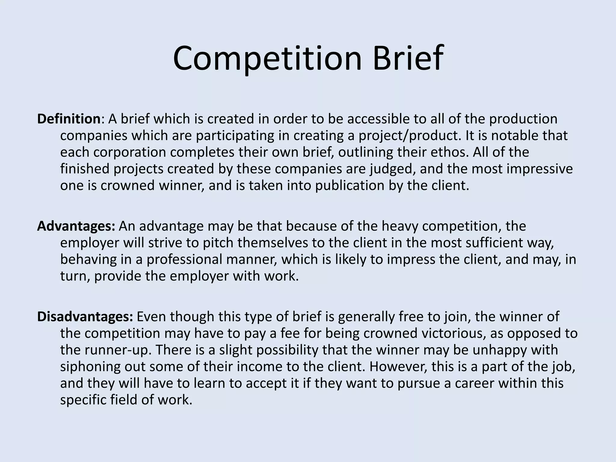 Different types of brief | PPTX