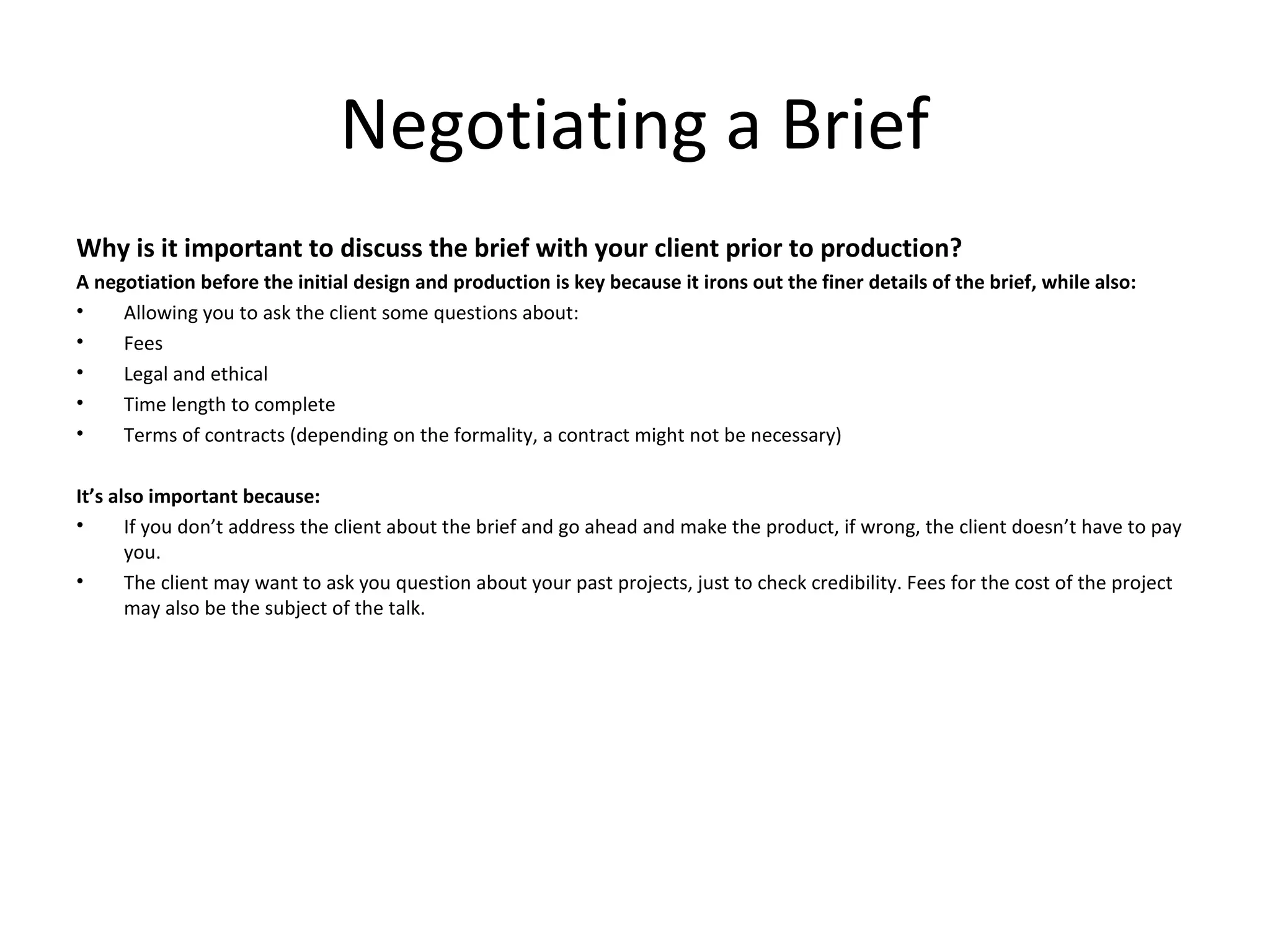 Working to a brief pro forma | PPT