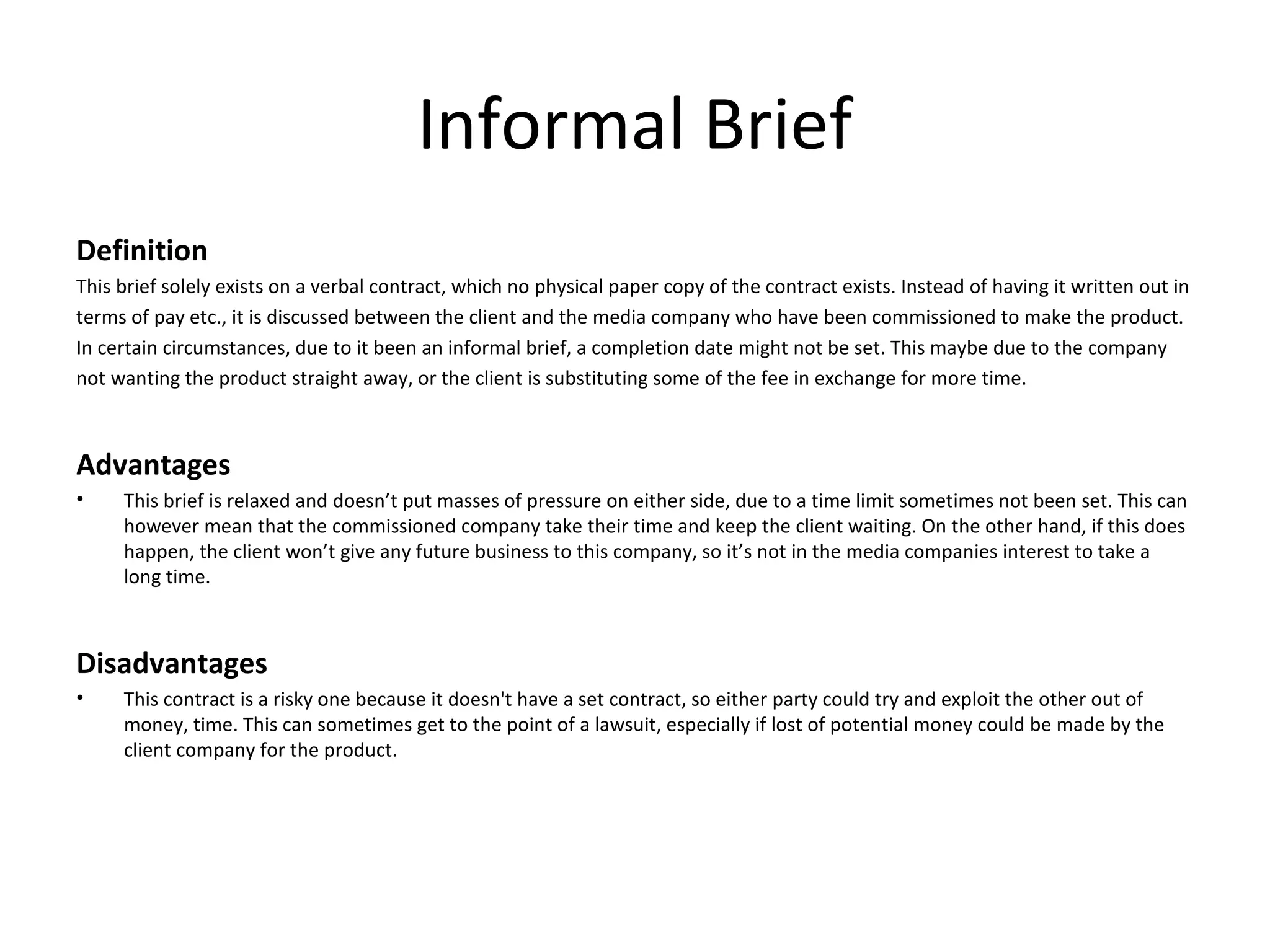 Working to a brief pro forma | PPT