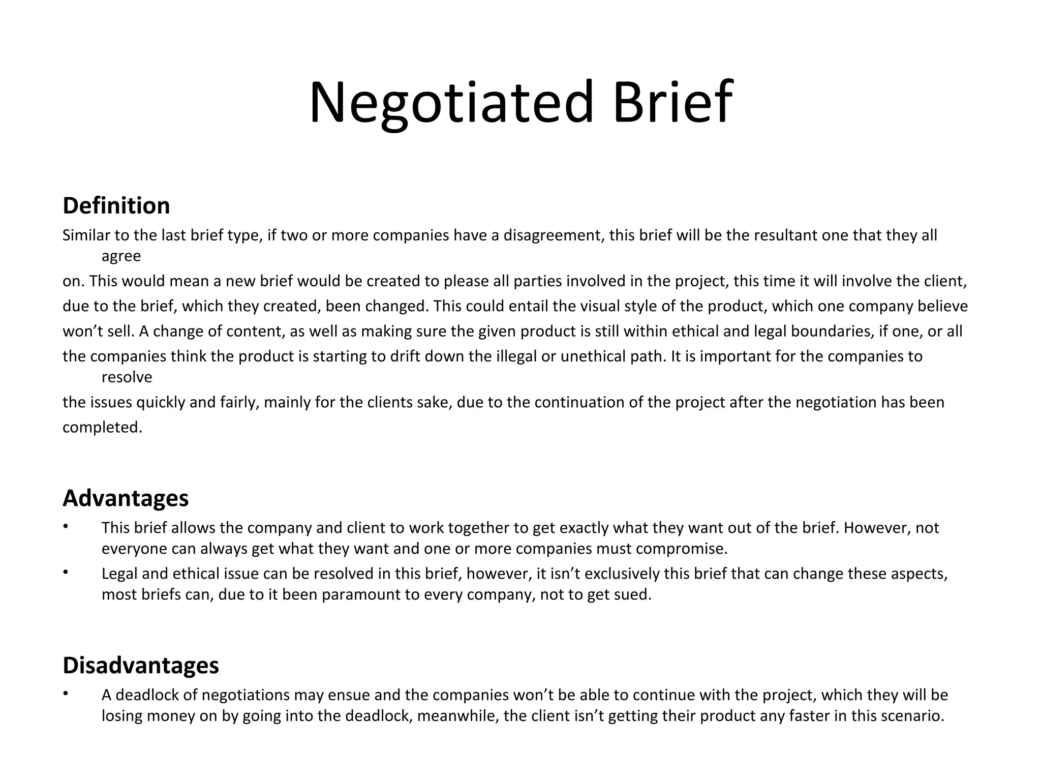 Working to a brief pro forma | PPT