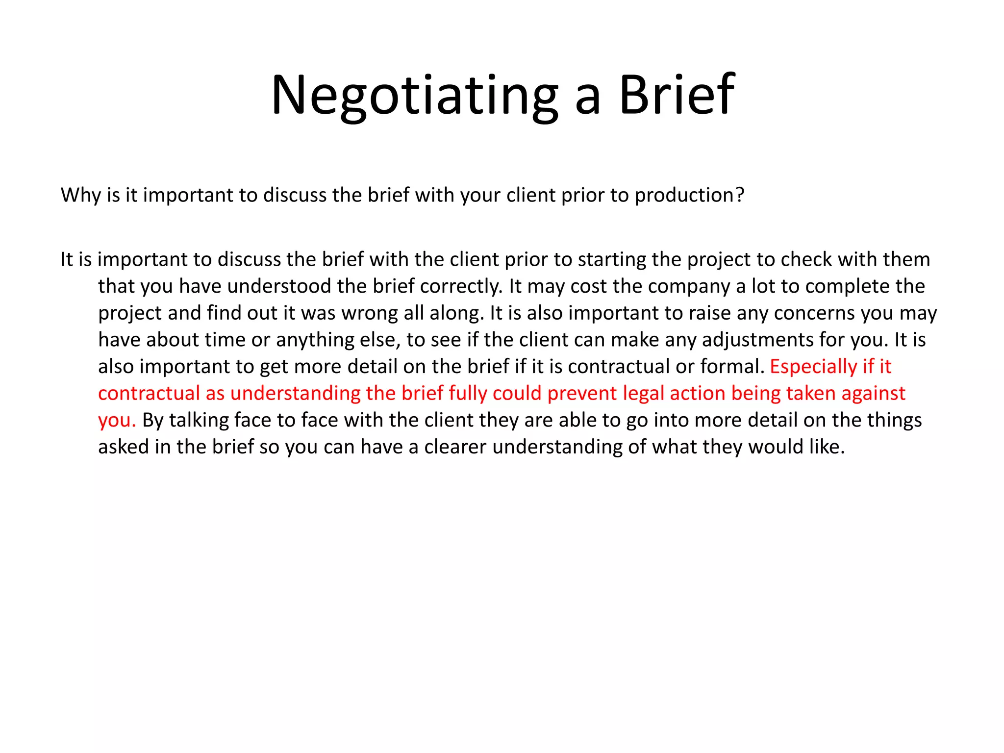 Working to a Brief pro-forma (with improvements) | PPT