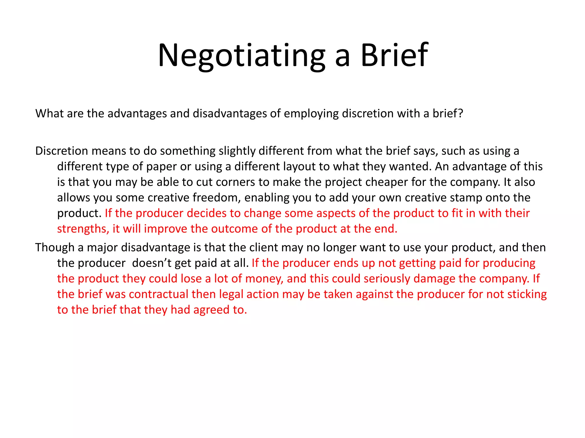 Working to a Brief pro-forma (with improvements) | PPT