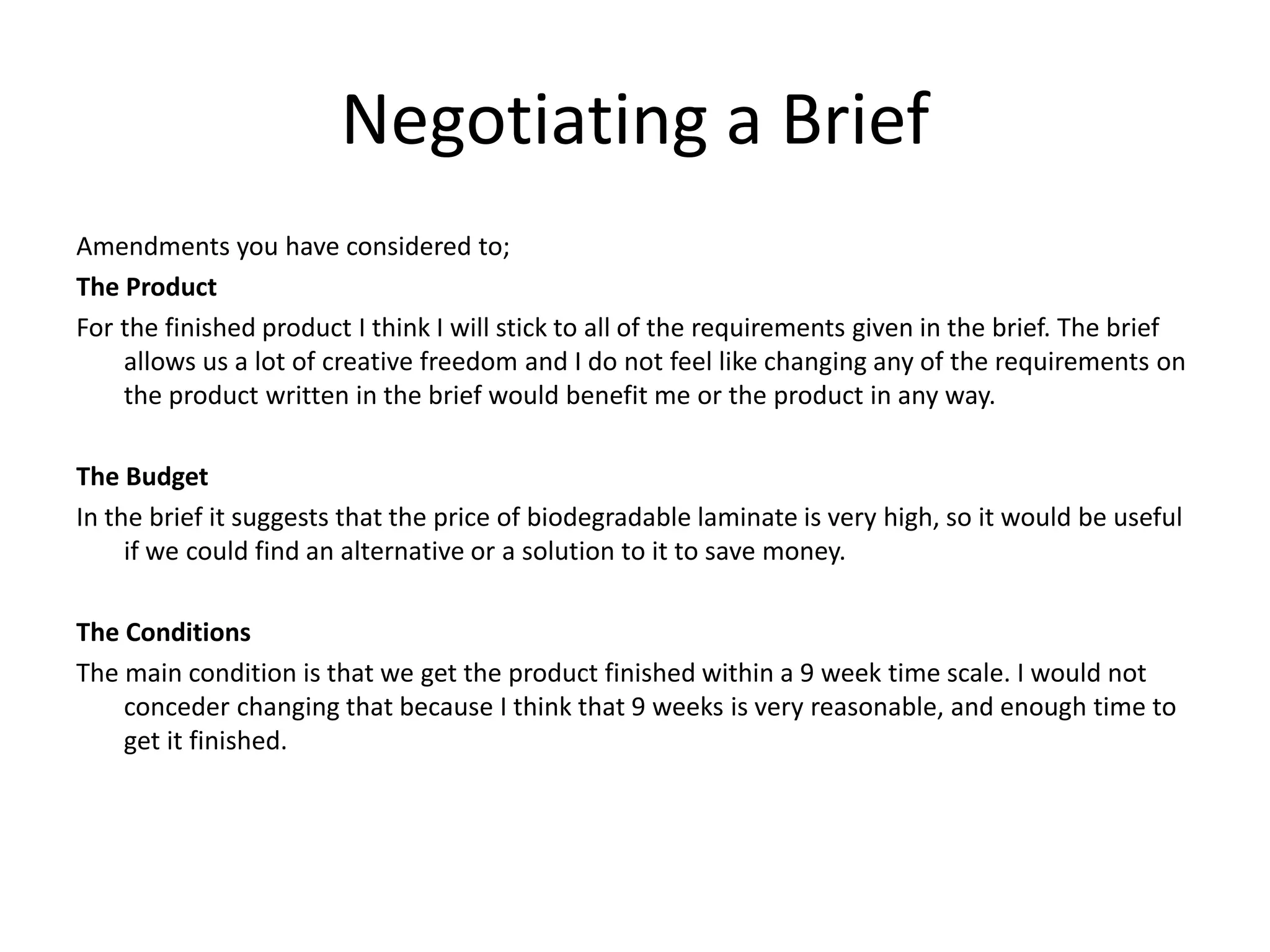 Working to a Brief pro-forma (with improvements) | PPT