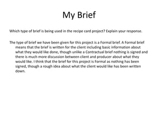 Working to a Brief pro-forma (with improvements) | PPT