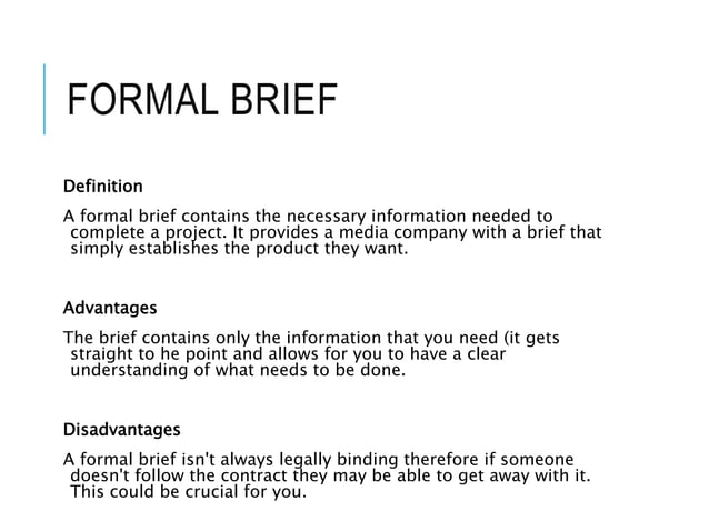 Working to a brief pro forma | PPT