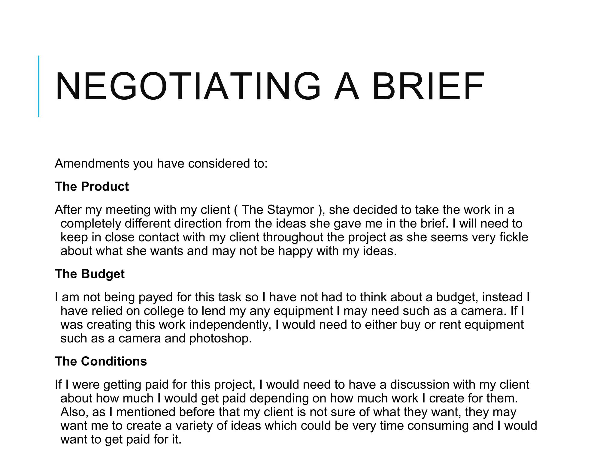 Working to a brief pro forma | PPT