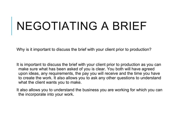 Working to a brief pro forma | PPT