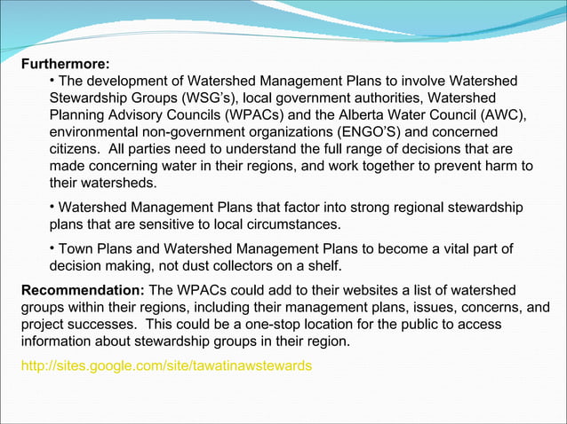 Working together for our watersheds | PPT