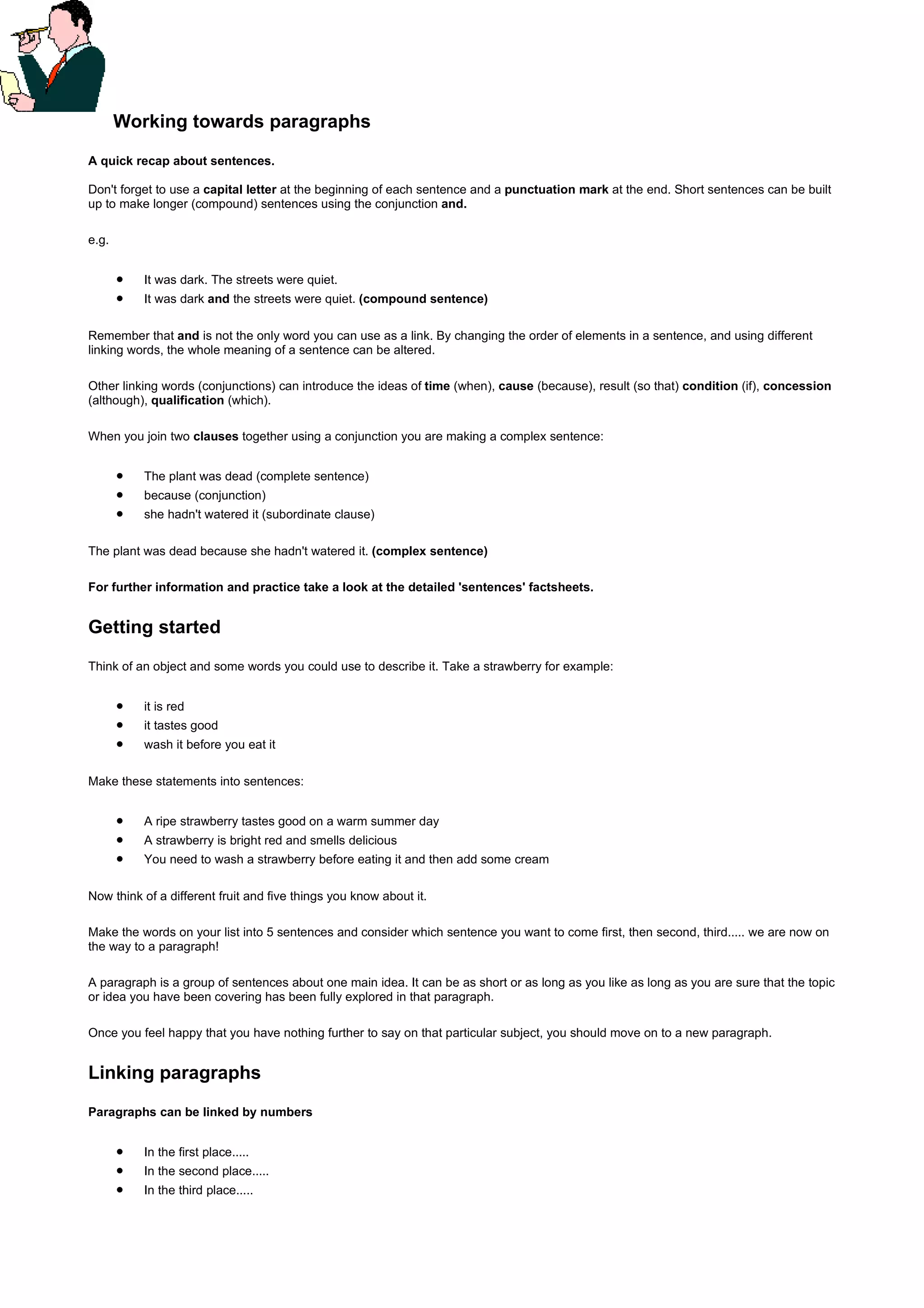 Working towards paragraphs | DOC