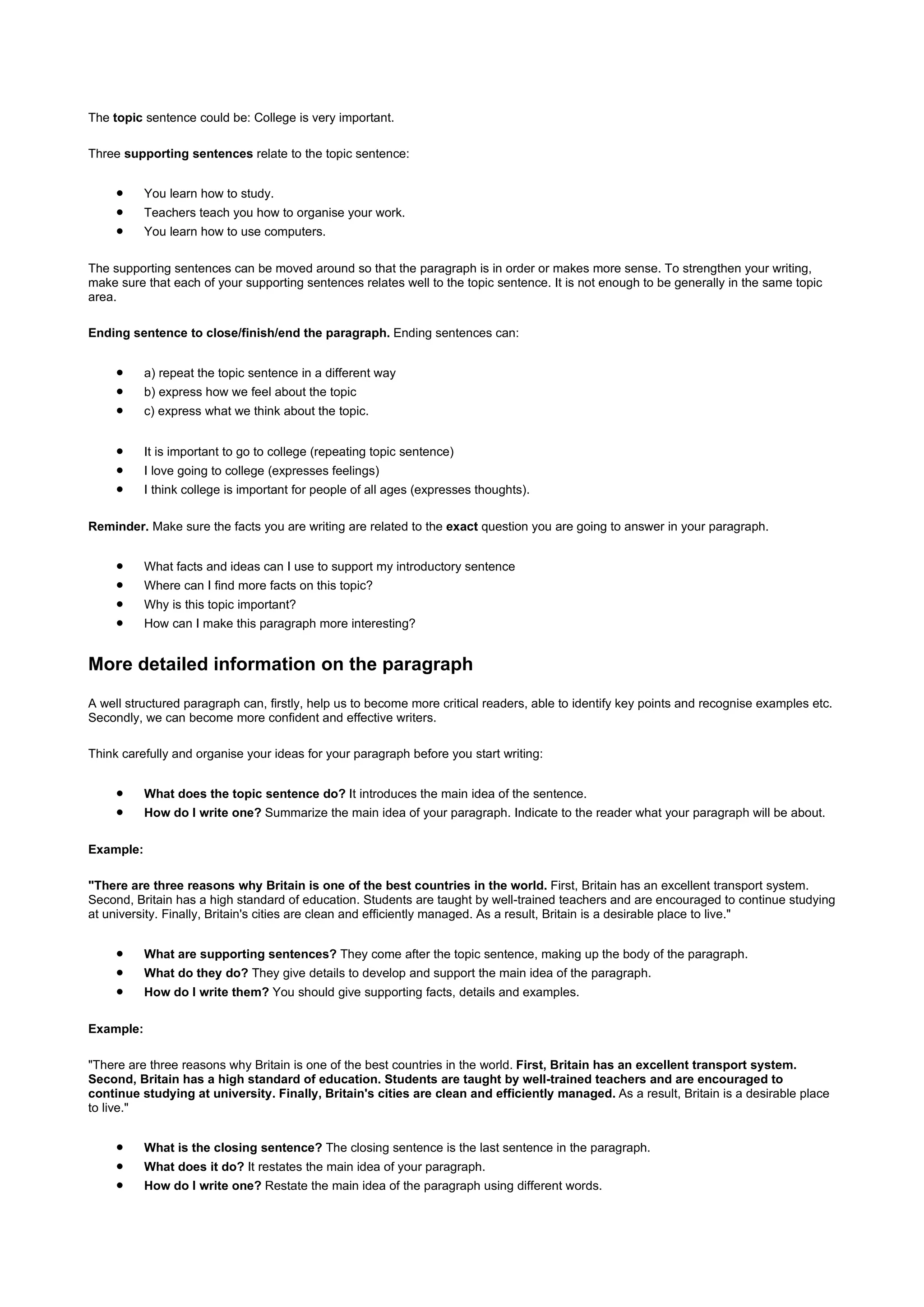 Working towards paragraphs | DOC