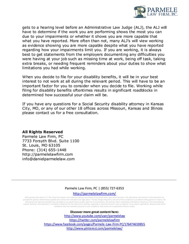 Working While Filing for Disability Benefits | PDF