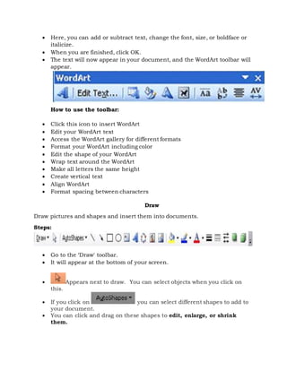 Working with charts in word 2003 | PDF