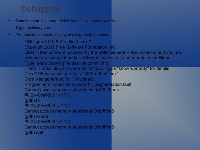 Working with core dump | PPT